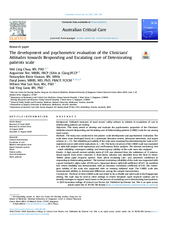 (PDF) The development and psychometric evaluation of the Clinicians ...