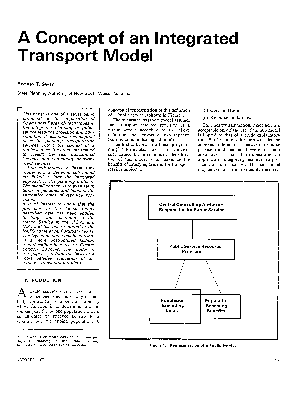 (PDF) A concept of an integrated transport model | Rodney Swan ...