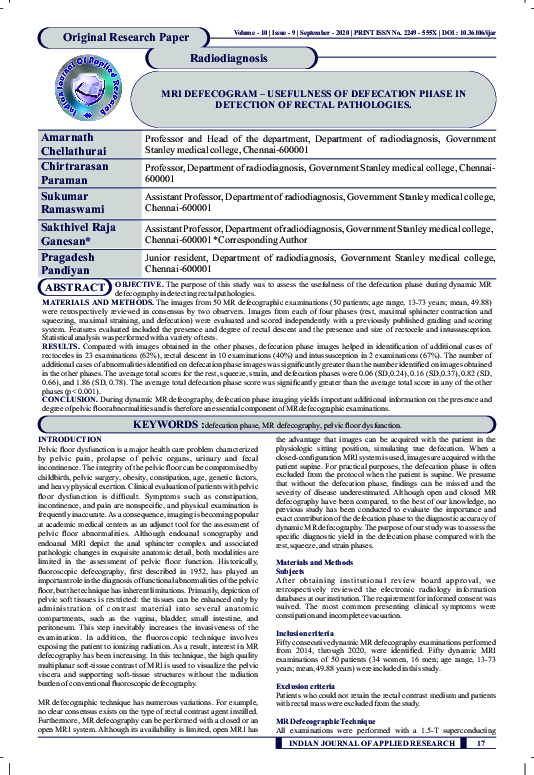 (PDF) Mri Defecogram – Usefulness of Defecation Phase in Detection of ...