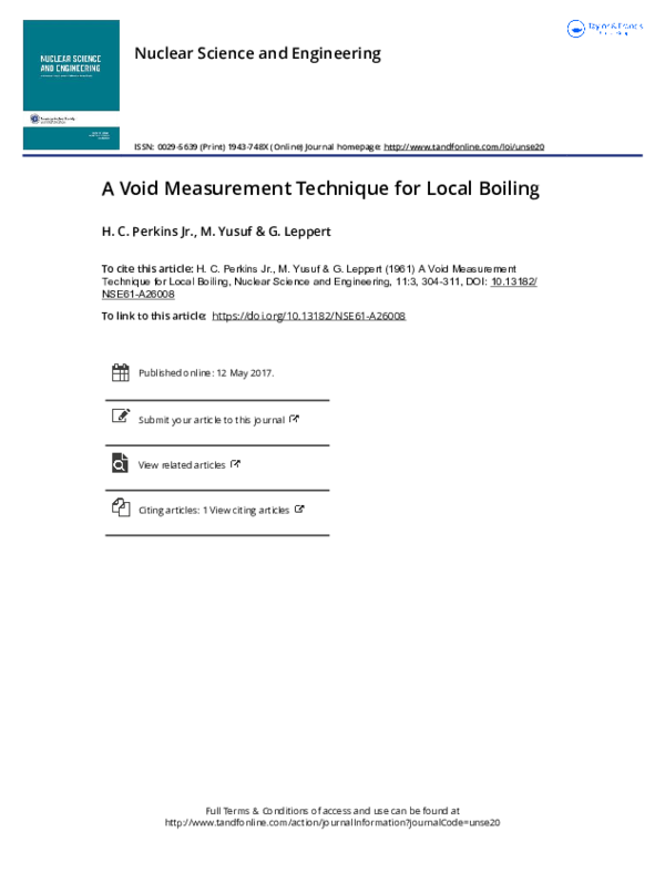 (PDF) A Void Measurement Technique for Local Boiling
