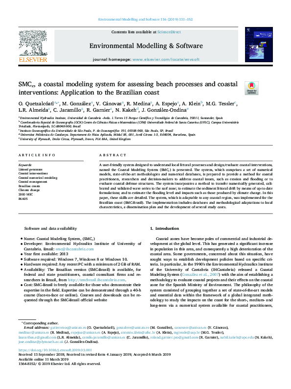 (PDF) SMC , a coastal modeling system for assessing beach processes and ...