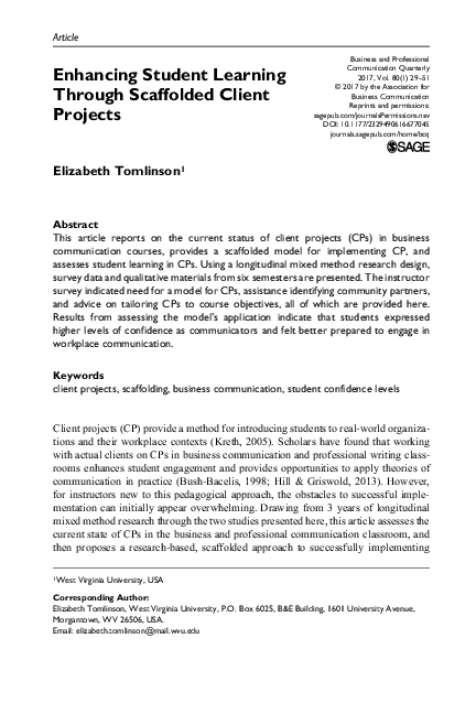 (PDF) Enhancing Student Learning Through Scaffolded Client Projects