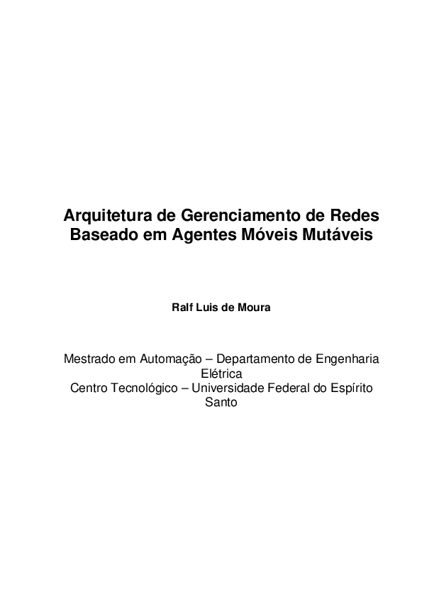 (PDF) Arquitetura De Gerenciamento De Redes Baseado Em Agentes Moveis