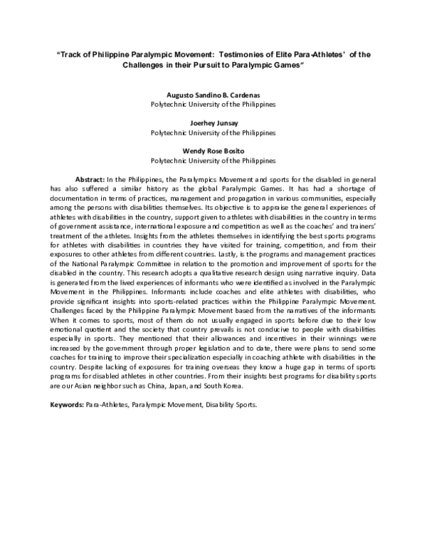 (DOC) Track of Philippine Paralympic Movement
