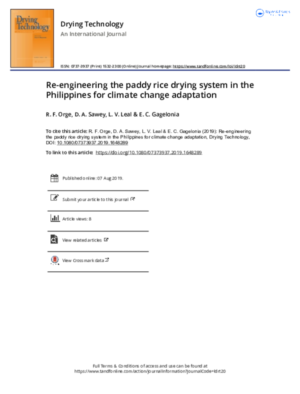 (PDF) Re-engineering the paddy rice drying system in the Philippines ...