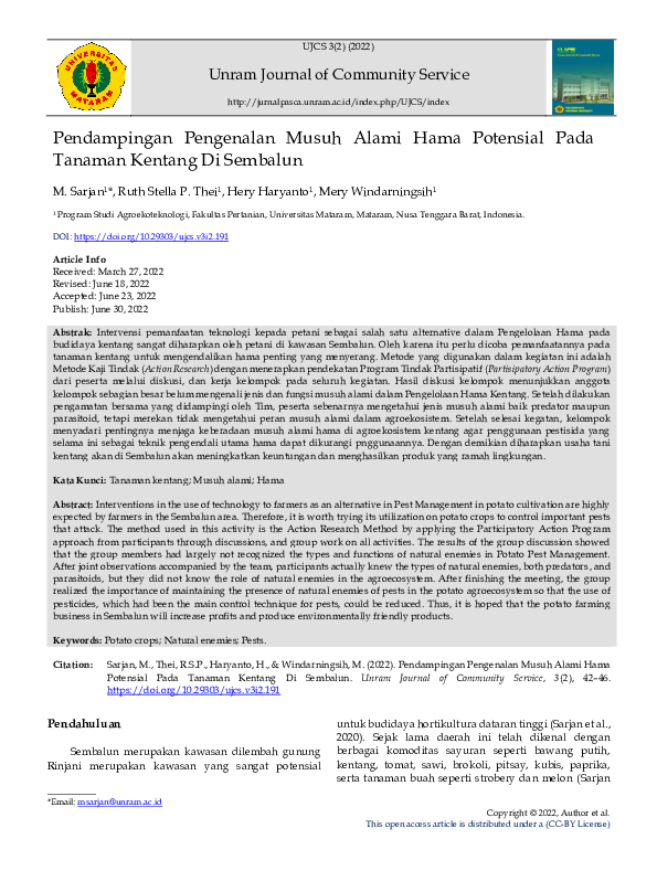 (PDF) Pendampingan Pengenalan Musuh Alami Hama Potensial Pada Tanaman ...