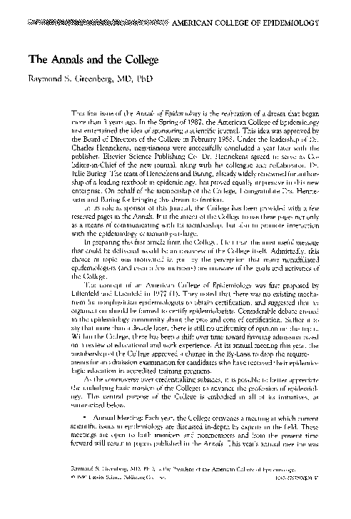 (PDF) The annals and the College
