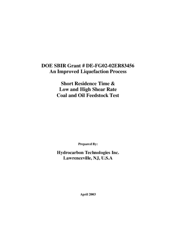 (PDF) An Improved Coal Liquefaction Process