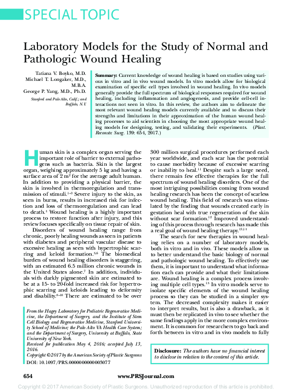 (PDF) Laboratory Models for the Study of Normal and Pathologic Wound ...