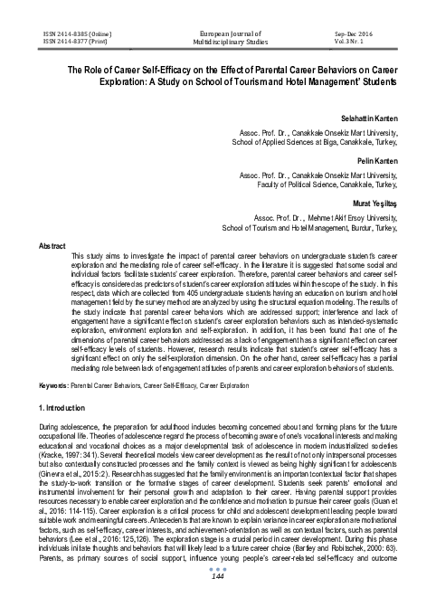 (PDF) The Role of Career Self-Efficacy on the Effect of Parental Career Behaviors on Career ...