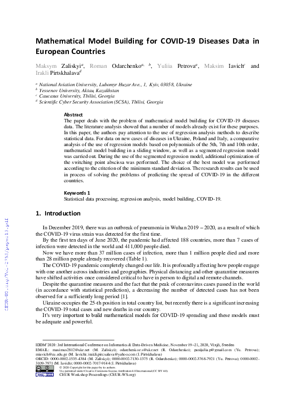 (PDF) Mathematical Model Building for COVID-19 Diseases Data in ...