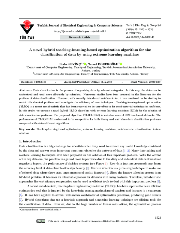 (PDF) A novel hybrid teaching-learning-based optimization algorithm for the classification of ...