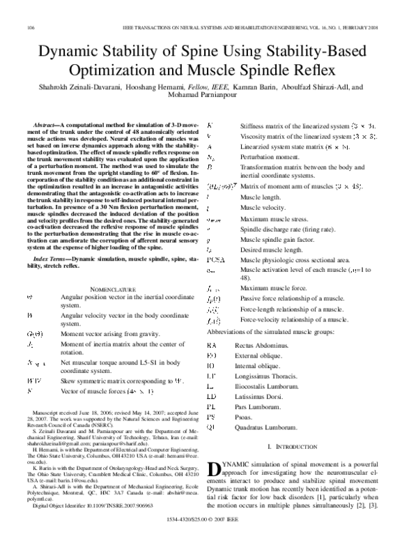 (PDF) Dynamic Stability of Spine Using Stability-Based Optimization and ...