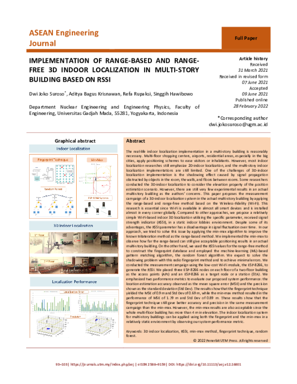 Pdf Implementation Of Range Based And Range Free 3d Indoor Localization In Multi Story
