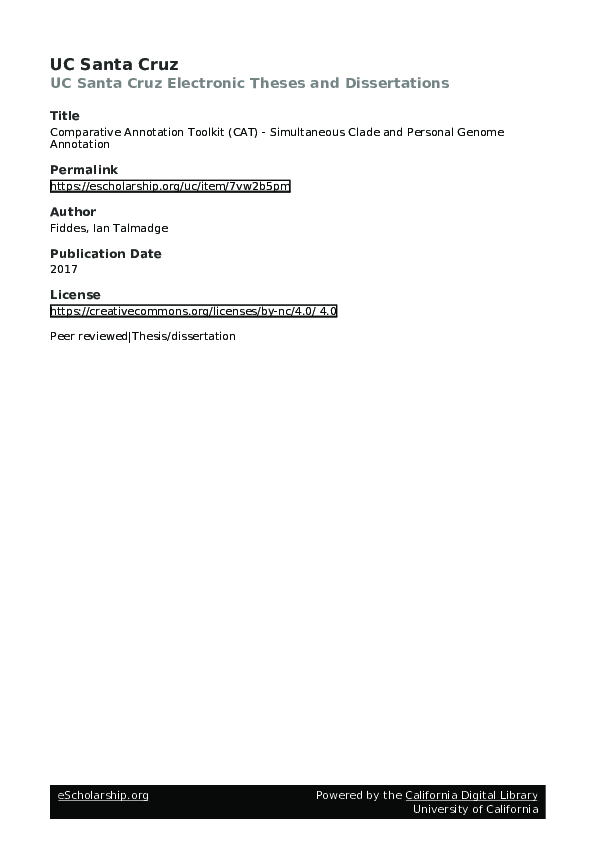 (PDF) Comparative Annotation Toolkit (CAT)-simultaneous clade and personal genome annotation