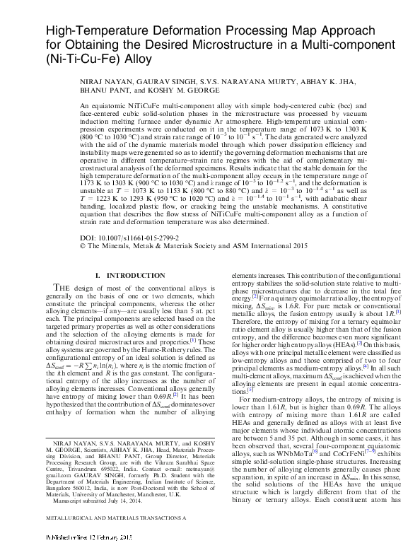 (PDF) High-Temperature Deformation Processing Map Approach for ...