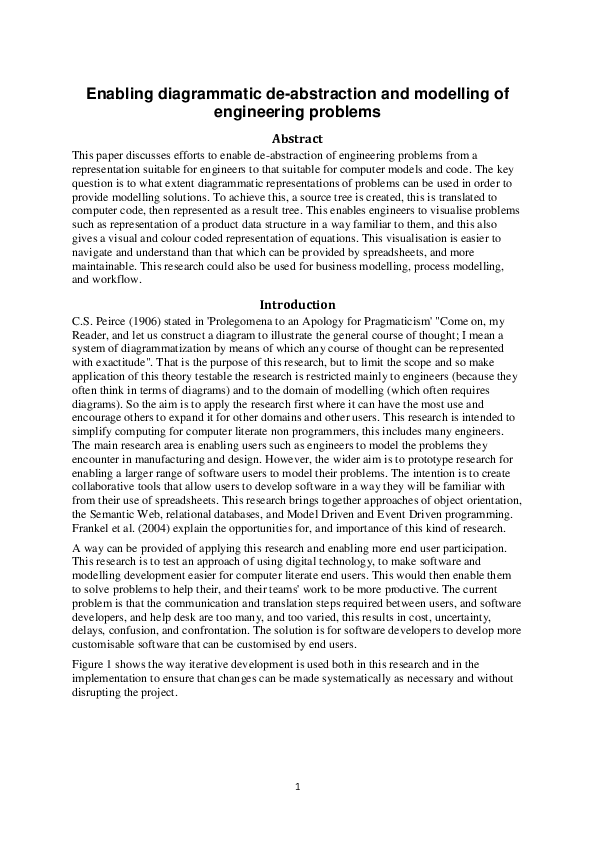 (PDF) Enabling diagrammatic de-abstraction and modelling of engineering problems