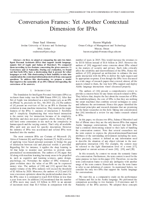 (PDF) Conversation Frames: Yet Another Contextual Dimension for IPAs ...