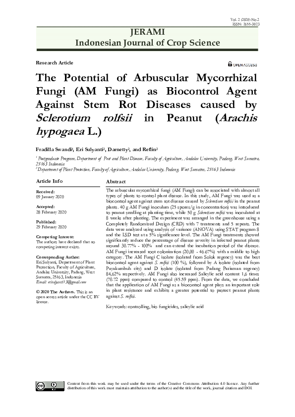 (PDF) The Potential of Arbuscular Mycorrhizal Fungi (AMF) as Biocontrol Agent Against Stem Rot ...