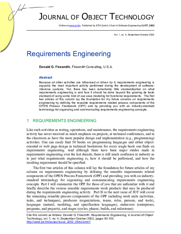 (PDF) Requirements Engineering
