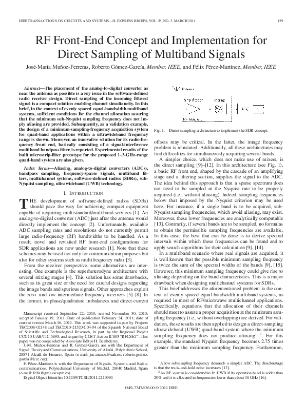 Pdf Rf Front End Concept And Implementation For Direct Sampling Of Multiband Signals