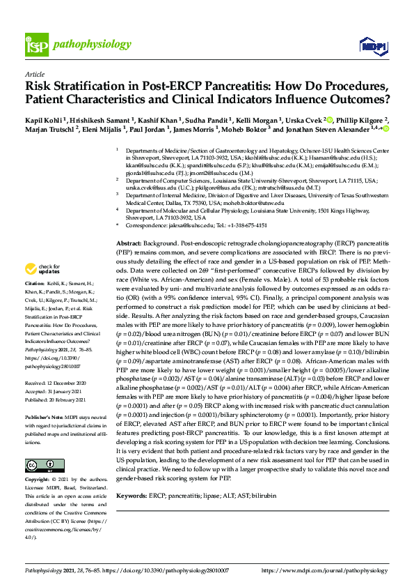 (PDF) Risk Stratification in Post-ERCP Pancreatitis: How Do Procedures ...