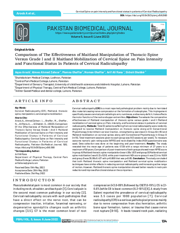 (PDF) Comparison Of the Effectiveness of Maitland Manipulation of ...