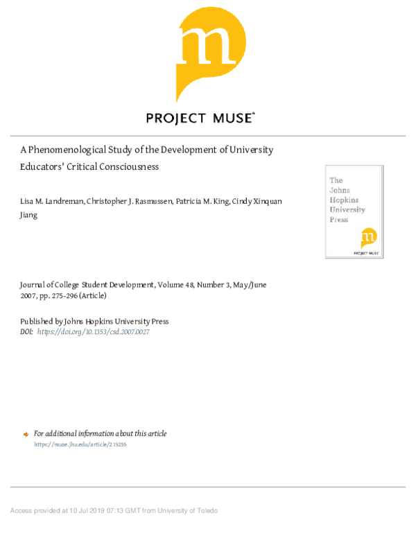 (PDF) A Phenomenological Study of the Development of University ...
