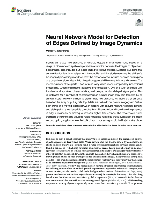 (PDF) Neural Network Model for Detection of Edges Defined by Image Dynamics