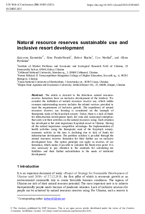 (PDF) Natural resource reserves sustainable use and inclusive resort development