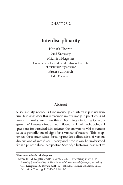 (PDF) Interdisciplinarity