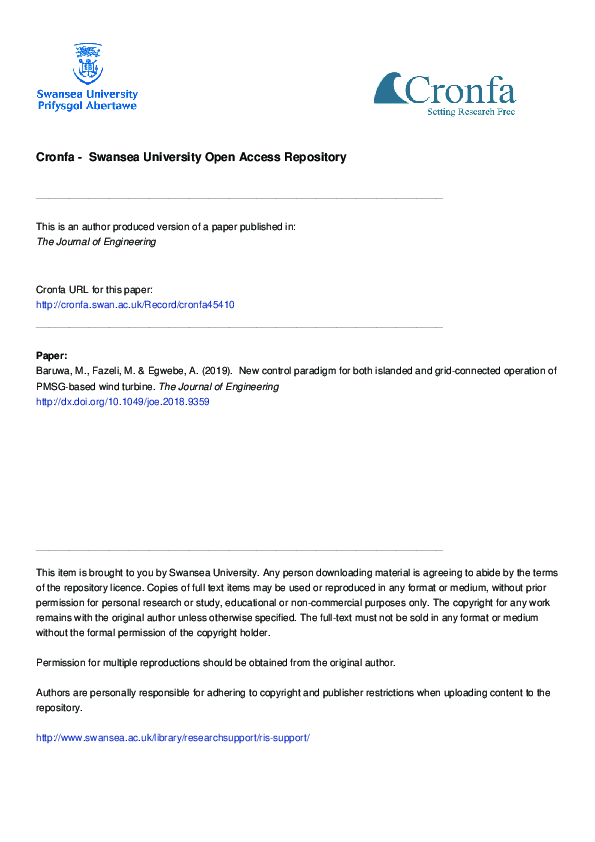Pdf New Control Paradigm For Both Islanded And Grid‐connected Operation Of Pmsg‐based Wind