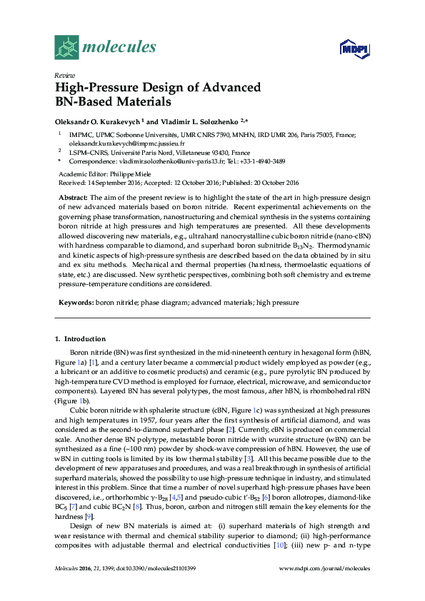 (PDF) High-Pressure Synthesis of BN Materials