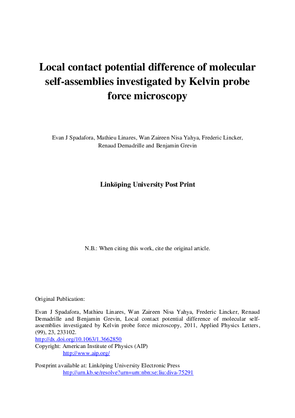 (PDF) Local contact potential difference of molecular self-assemblies ...