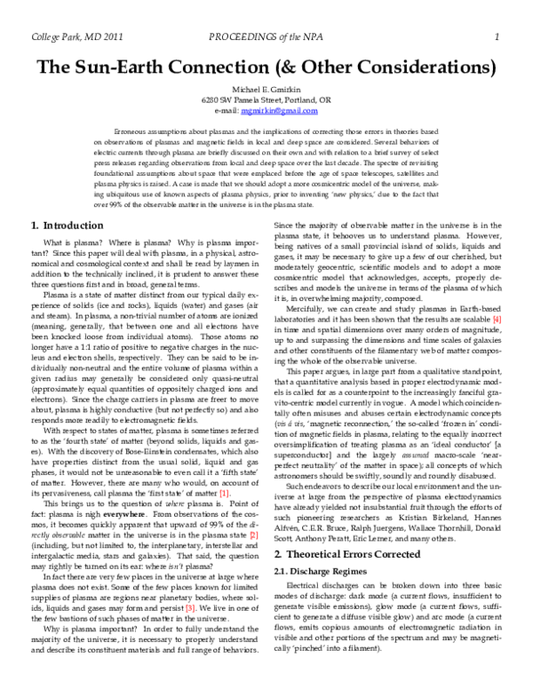 (PDF) The Sun-Earth Connection (& Other Considerations)