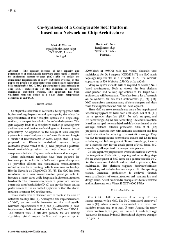 (PDF) Co-synthesis of a configurable SoC platform based on a network on chip architecture