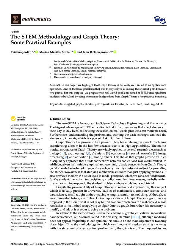 (PDF) The STEM Methodology and Graph Theory: Some Practical Examples