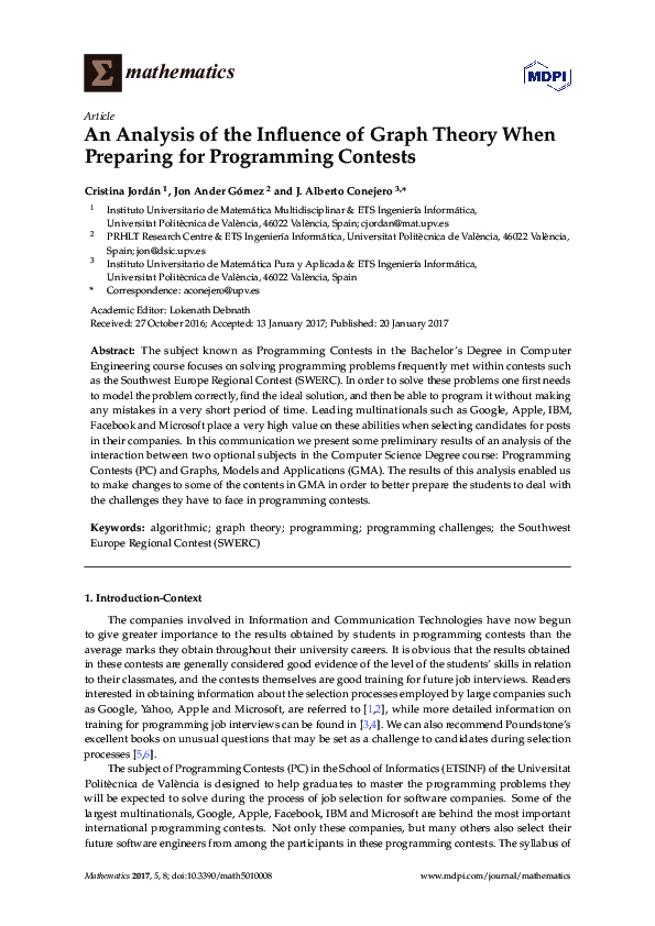 (PDF) An Analysis of the Influence of Graph Theory When Preparing for ...