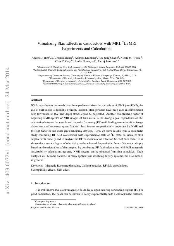(PDF) Visualizing skin effects in conductors with MRI: (7)Li MRI ...