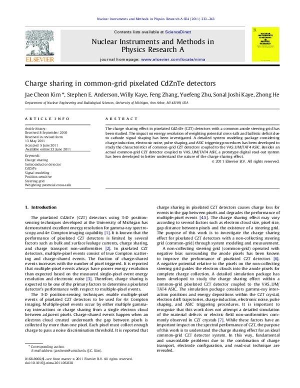 (PDF) Charge sharing in common-grid pixelated CdZnTe detectors