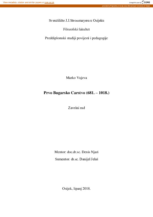 (PDF) First Bulgarian Empire (681-1018)
