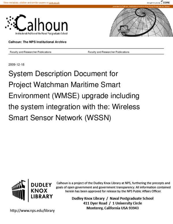 (PDF) System Description Document for Project Watchman Maritime Smart Environment (WMSE) upgrade ...