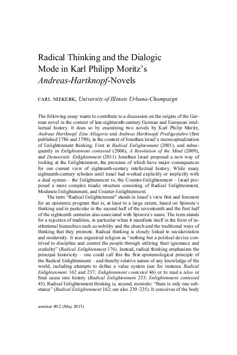 (PDF) Radical Thinking and the Dialogic Mode in Karl Philipp Moritz’s ...