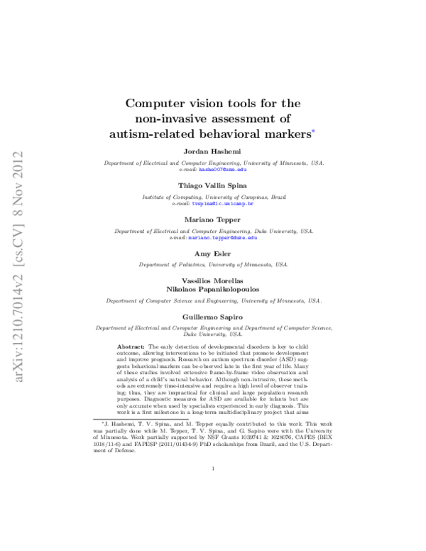 (PDF) Computer vision tools for the non-invasive assessment of autism ...