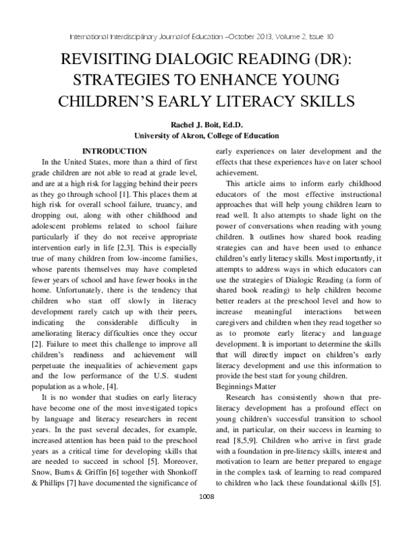 (PDF) Revisiting Dialogic Reading ( DR ) : Strategies to Enhance Young ...