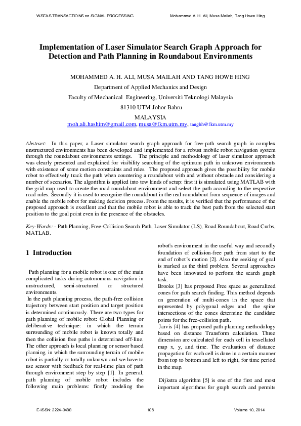 Pdf Implementation Of Laser Simulator Search Graph Approach For Detection And Path Planning In