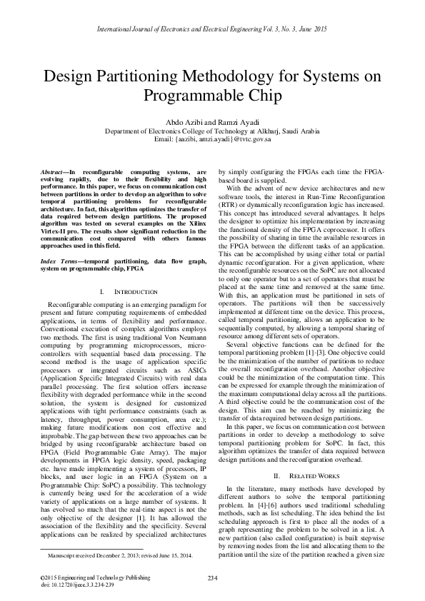 (PDF) Design Partitioning Methodology for Systems on Programmable Chip
