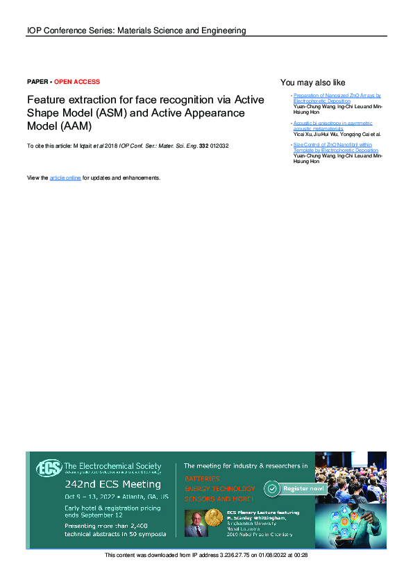 (PDF) Feature extraction for face recognition via Active Shape Model (ASM) and Active Appearance ...