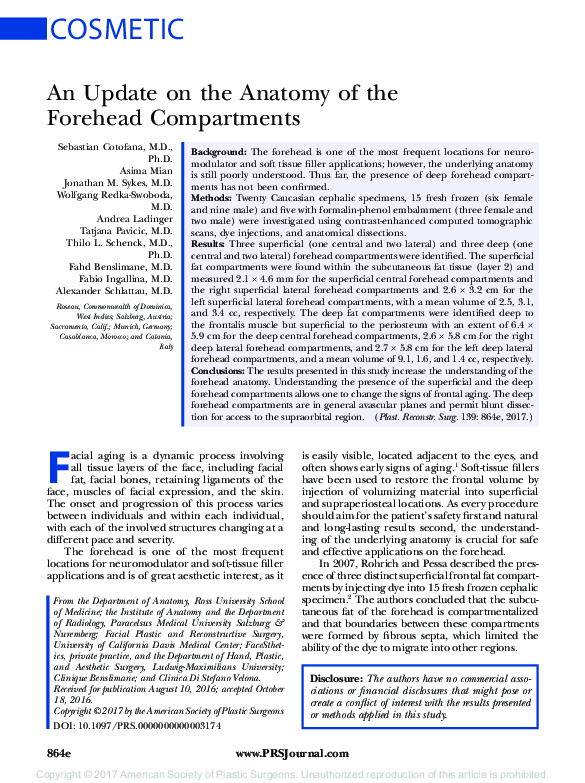 (PDF) An Update on the Anatomy of the Forehead Compartments