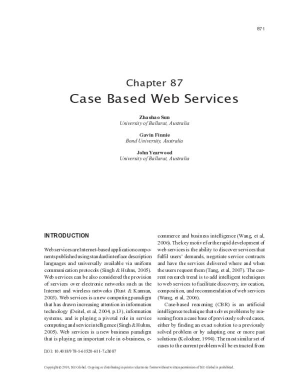 (PDF) Case Based Web Services
